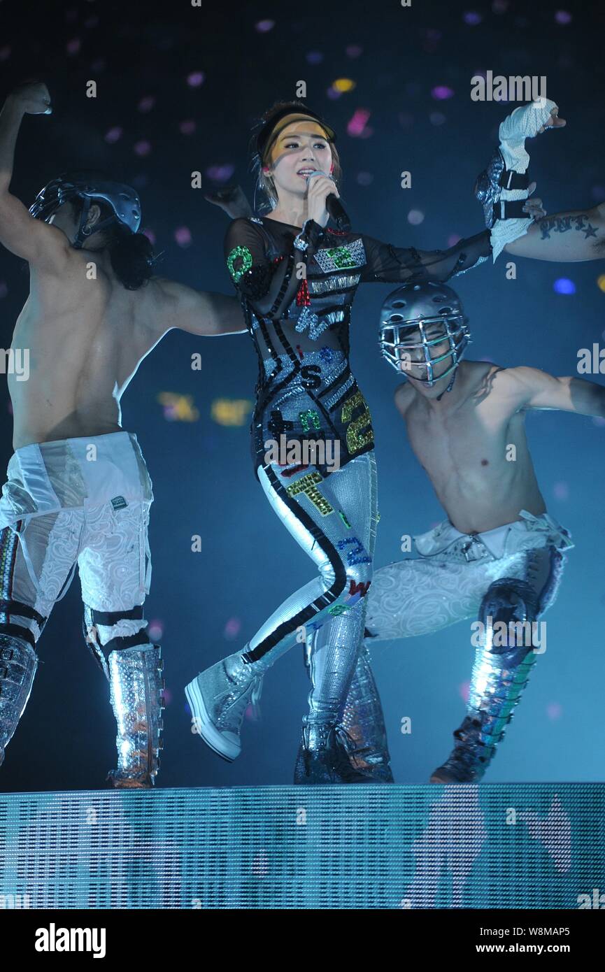 Charlene Choi of Hong Kong pop duo Twins performs during their concert ...