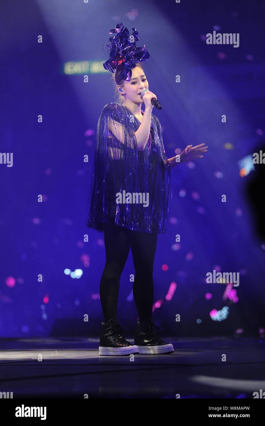 Gillian Chung of Hong Kong pop duo Twins performs during their concert ...