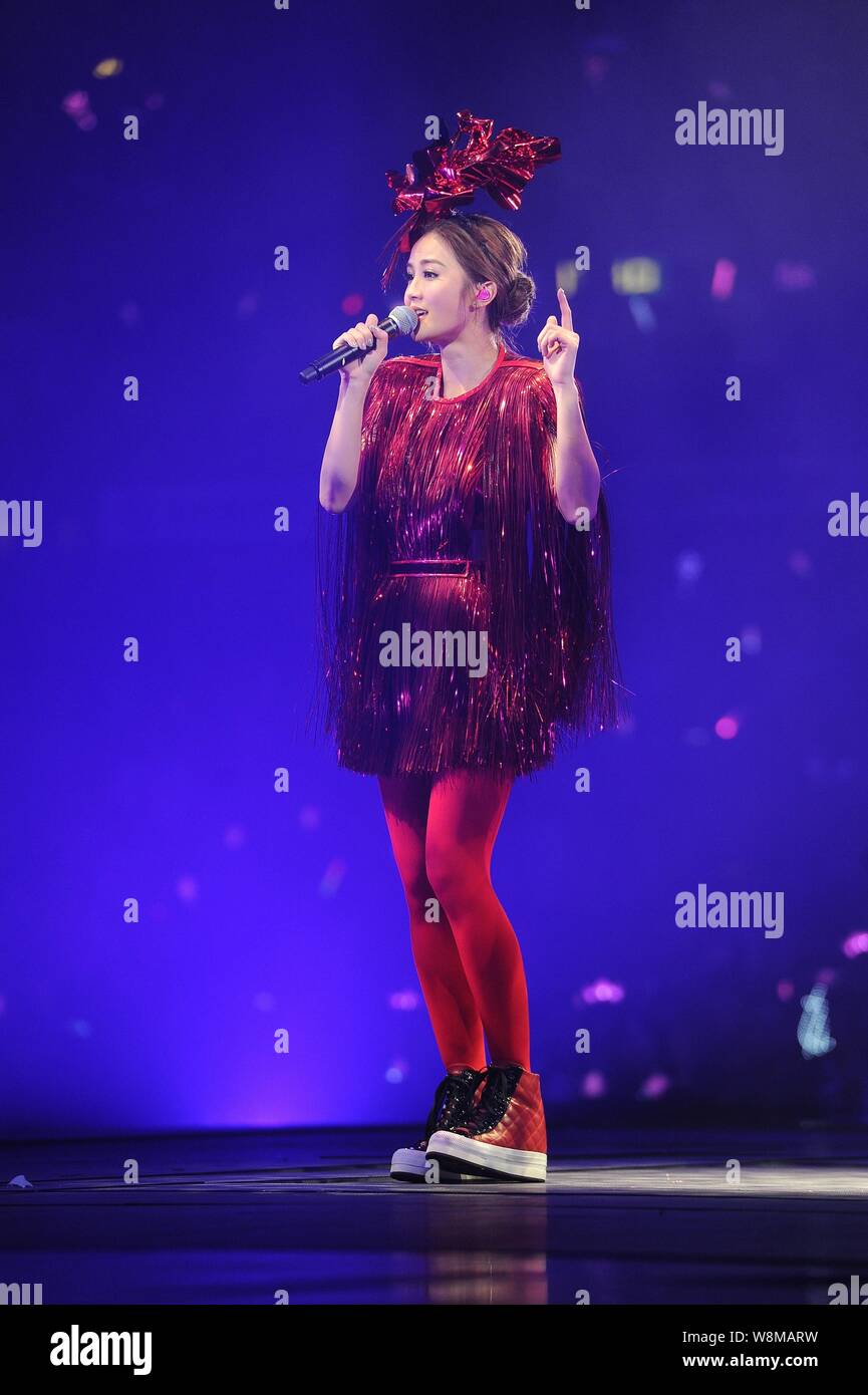 Charlene Choi of Hong Kong pop duo Twins performs during their concert ...