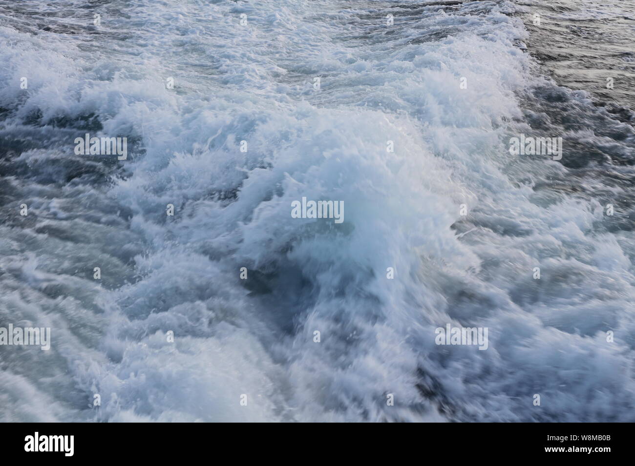 Wake of the Catamaran sailing the waters of the Argentine Sea in the ...