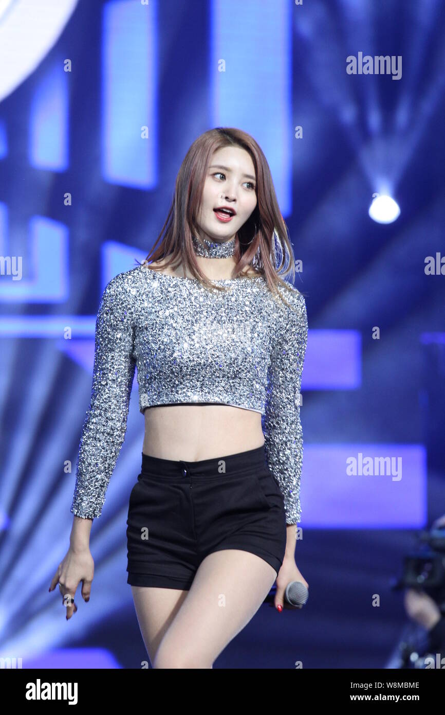 A member of South Korean girl group EXID performs at the Fashion Crowd Challenge 2016 (FCC 2016 ...