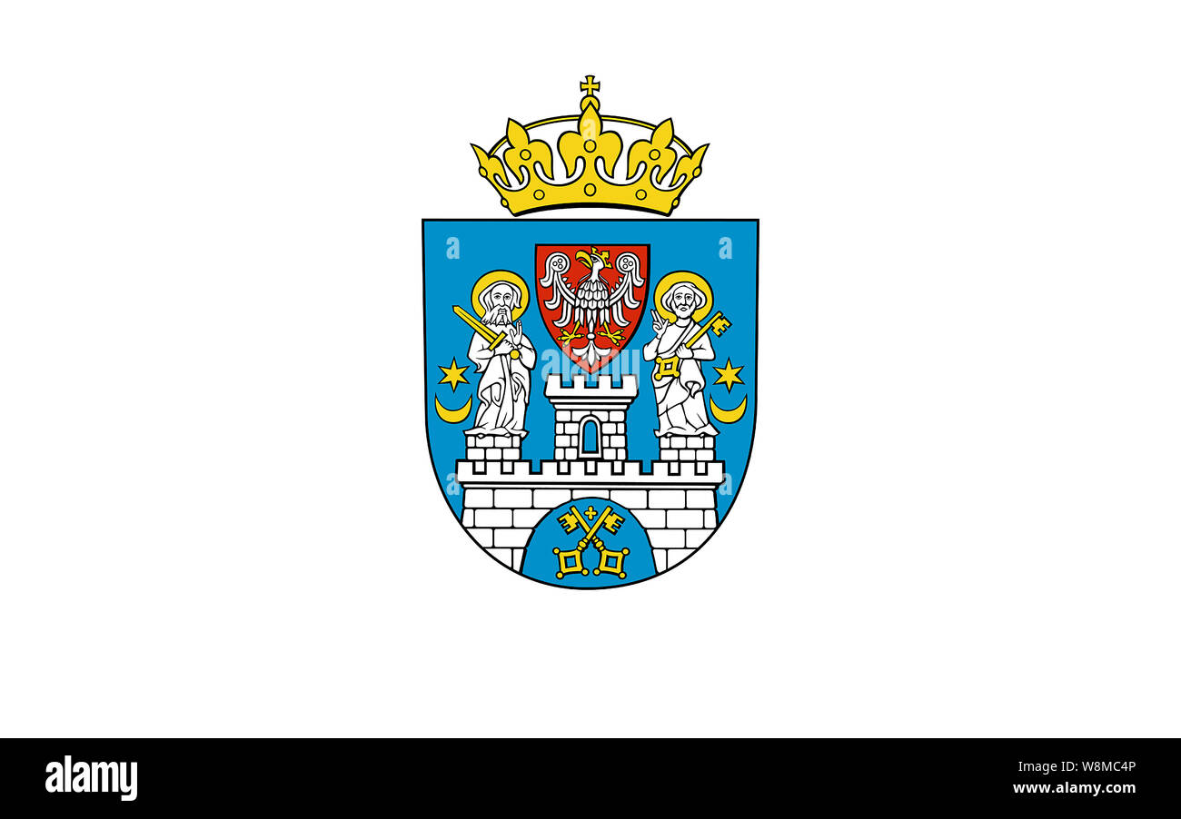 City flag with coat of arms of the Polish city Poznan - Poland Stock ...