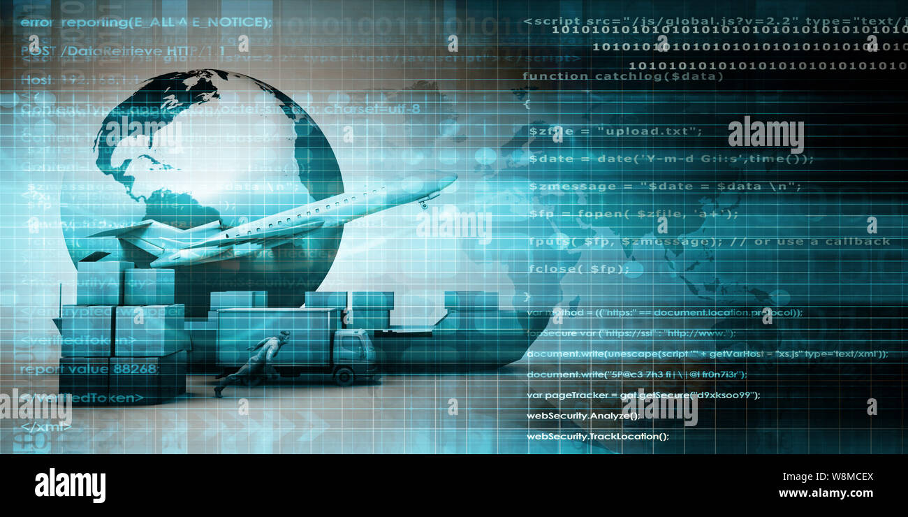 International Trade on a Global Scale with Map Stock Photo - Alamy