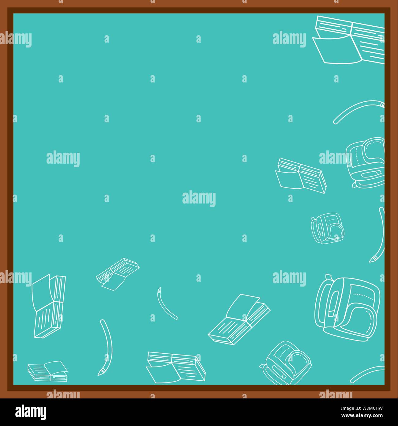 classroom board with drawing of supplies school vector illustration ...