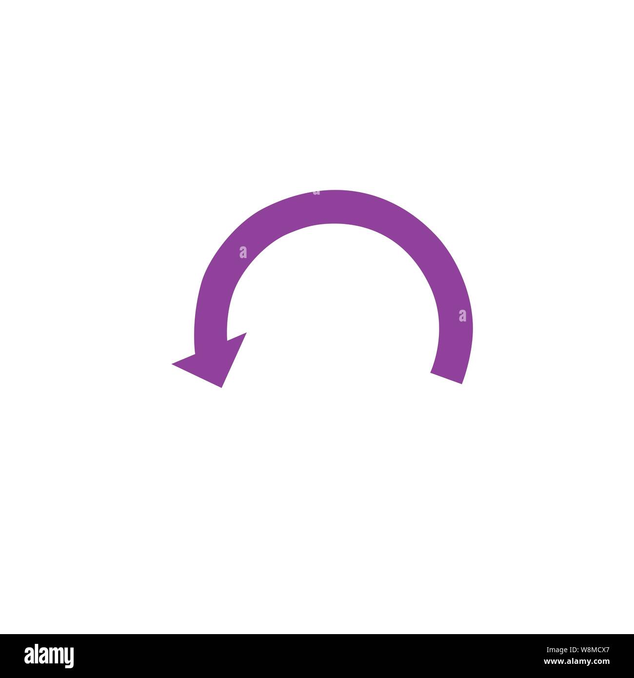 Circle with arrow. 360 back rotation. Vector illustration isolated on ...