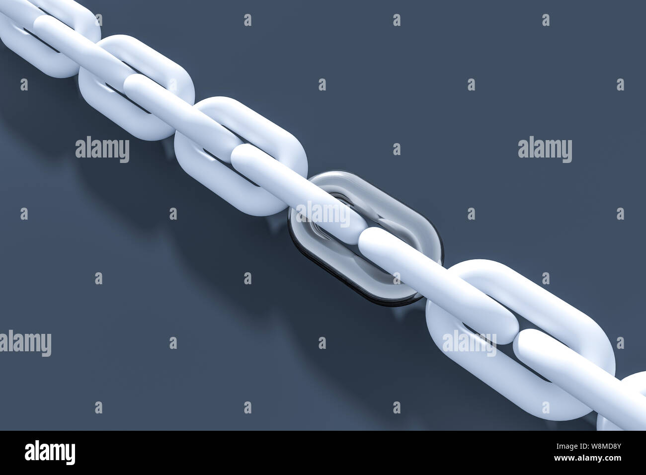 Chain with blank background, concept of digital security, 3d rendering ...
