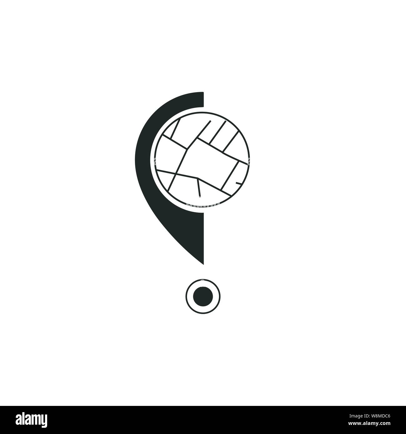Geometric Vector illustration of line map pin with circle map icon ...