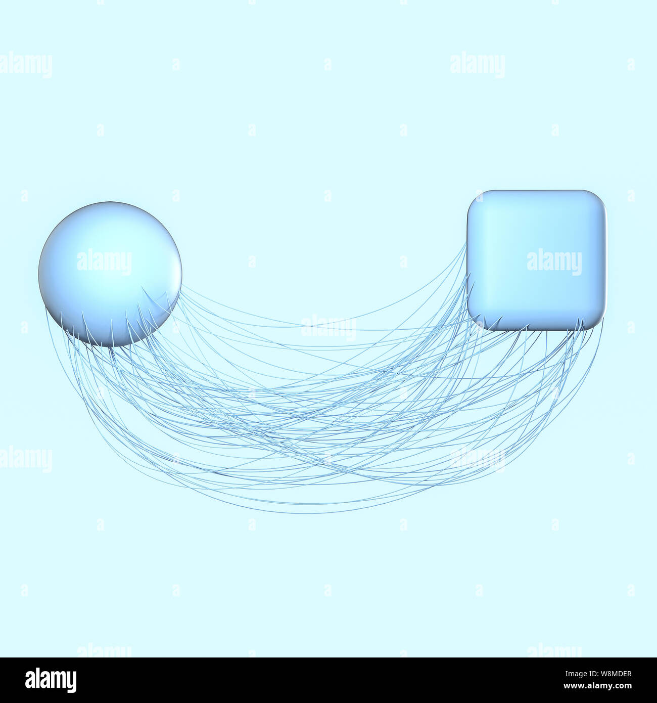 Connection lines with creative geometries, 3d rendering. Computer ...