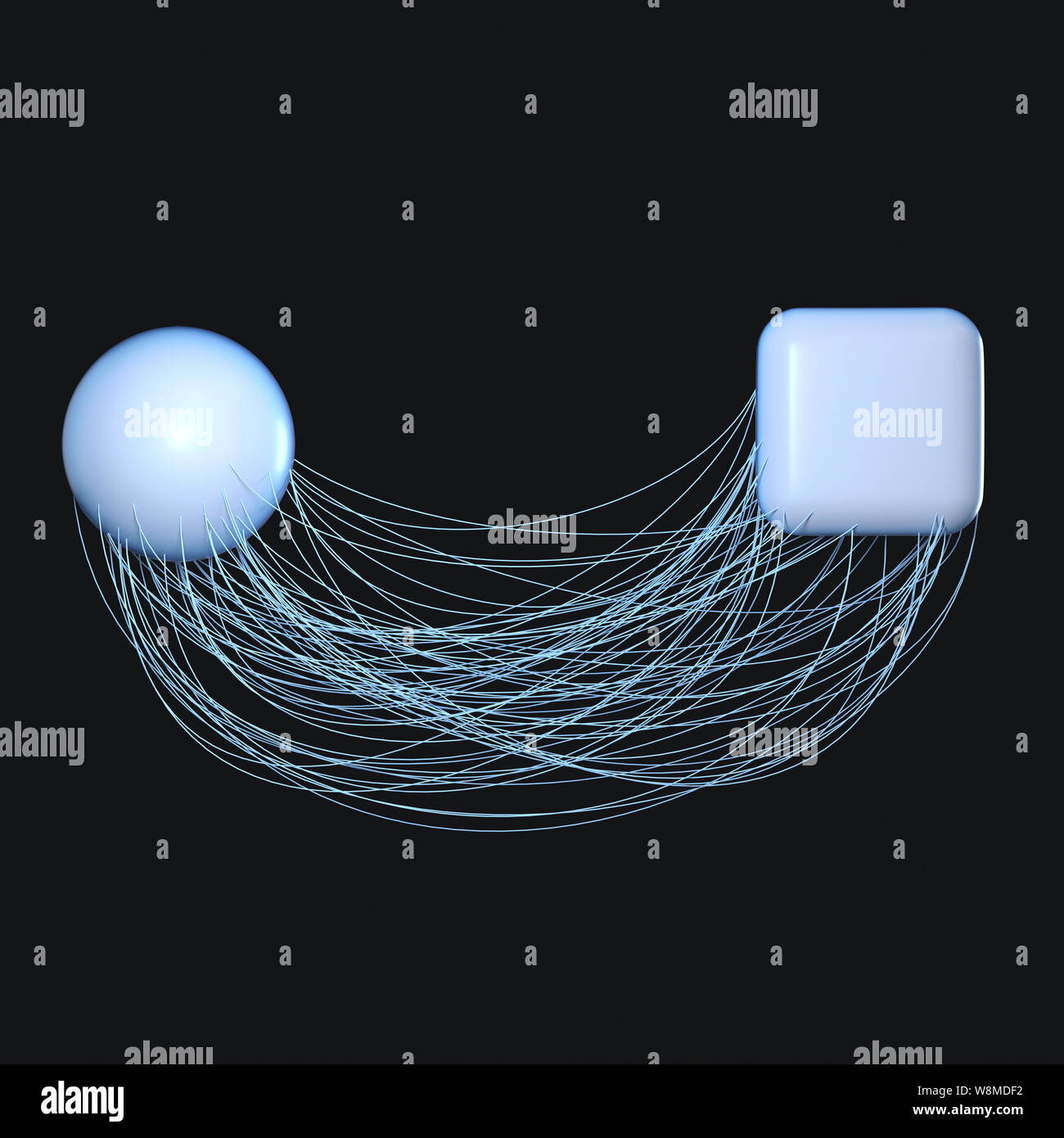 Connection lines with creative geometries, 3d rendering. Computer ...