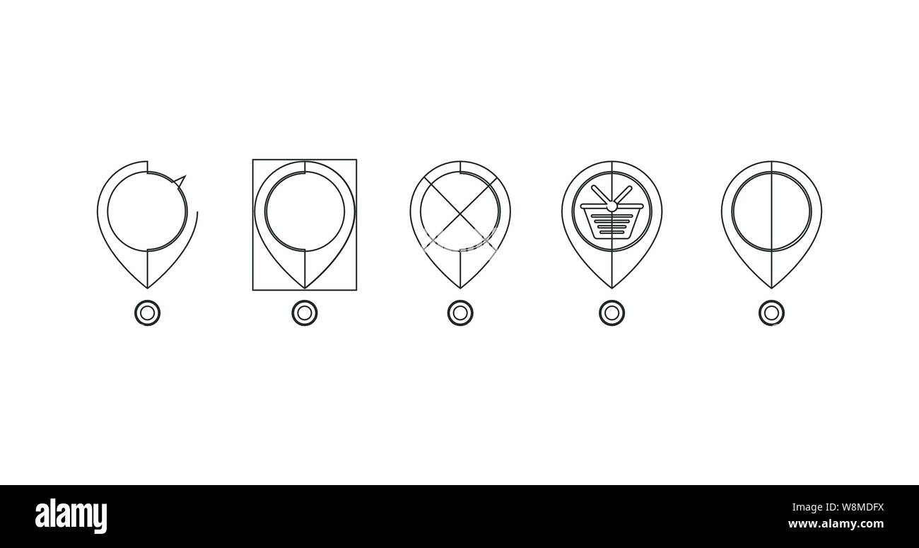 Abstract geometric pin, linear vector illustration. . Abstract ...