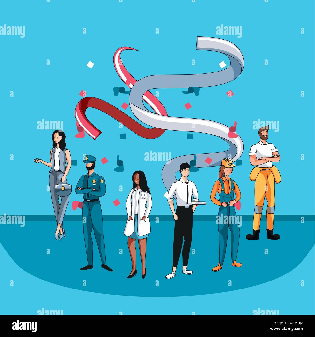 happy labor day label with group of workers vector illustration design ...