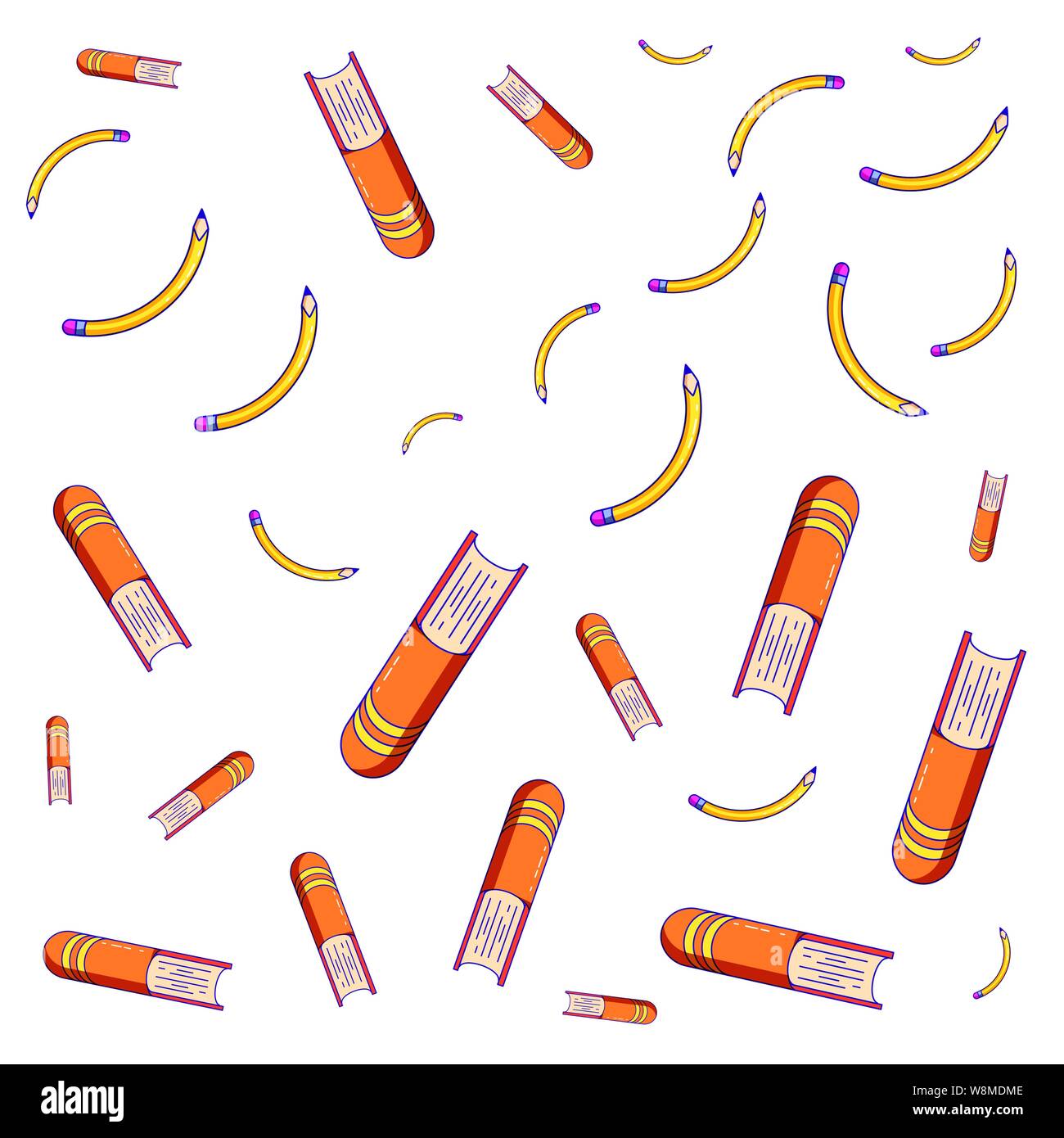 pattern of books with pencils school supplies vector illustration ...