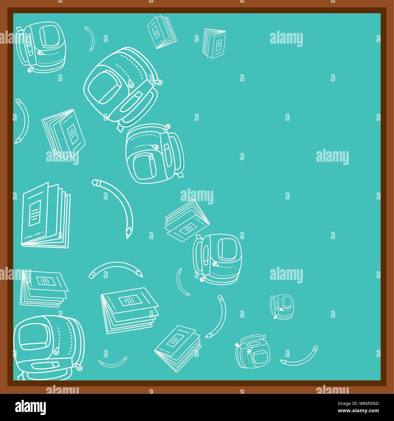 classroom board with drawing of supplies school vector illustration ...