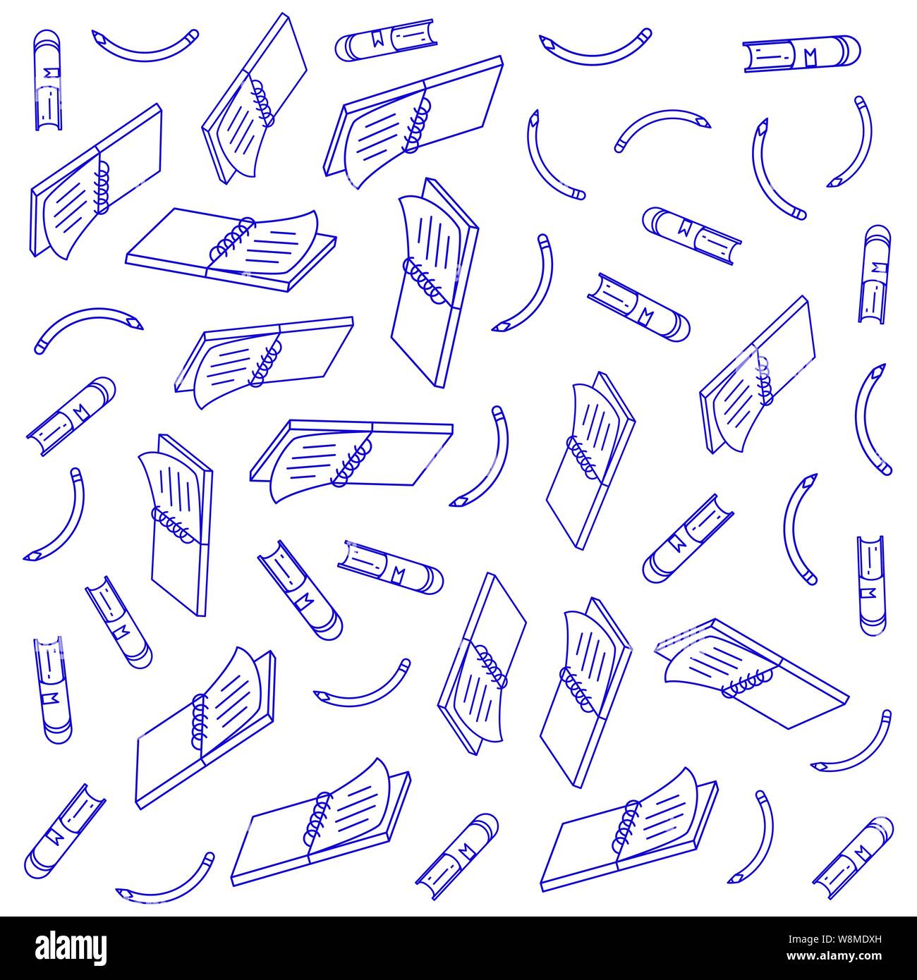 pattern of books with pencils and notebooks vector illustration design ...