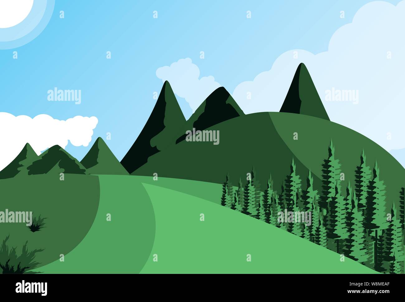landscape mountainous nature scene icon vector illustration design ...