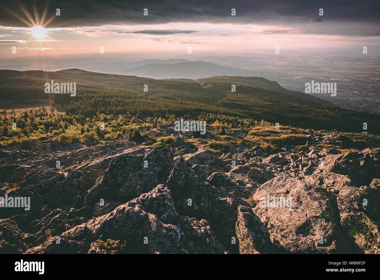 Amazing panoramic image from mountain top viewpoint at Vitosha, Sofia ...