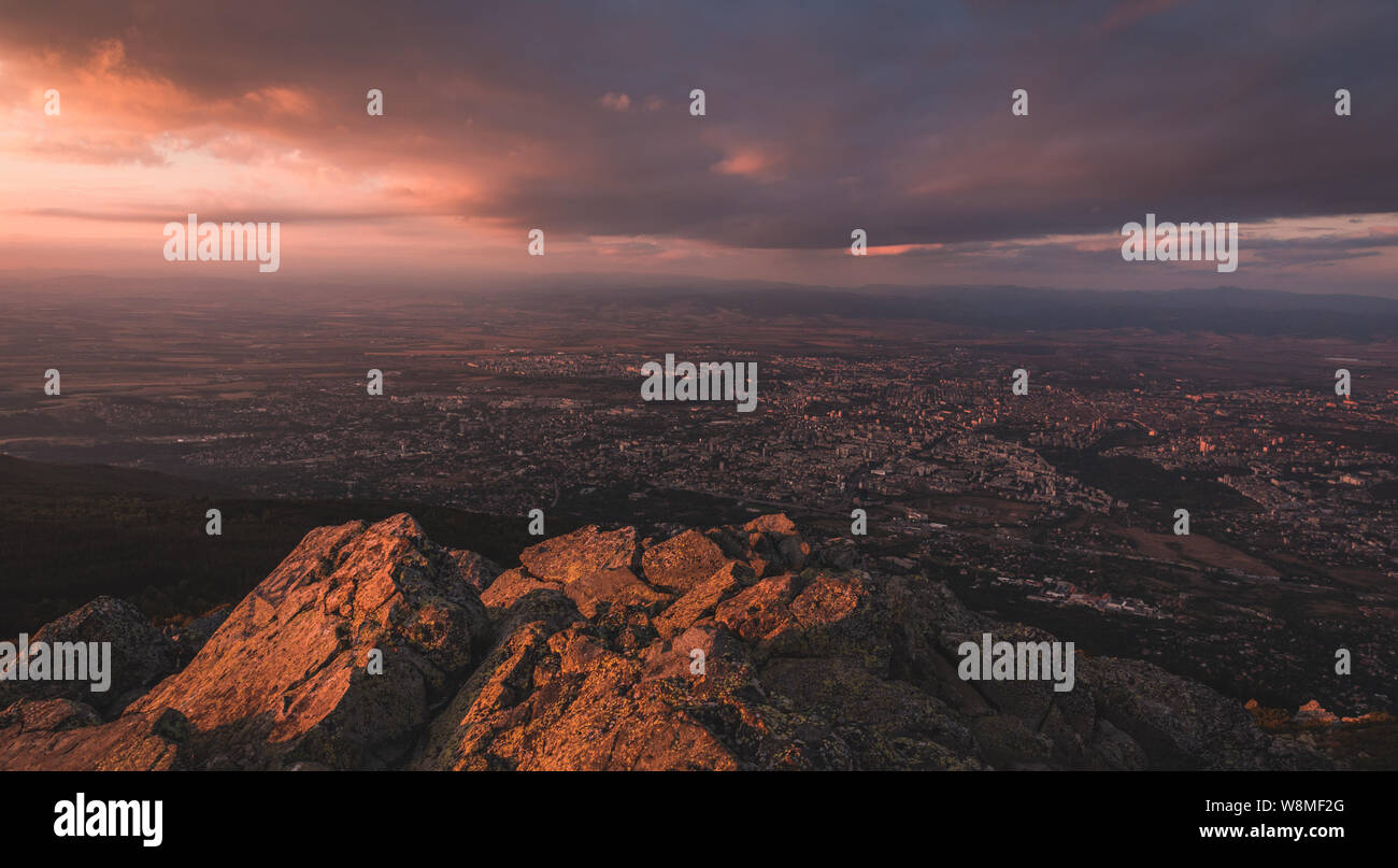 Amazing panoramic image from mountain top viewpoint at Vitosha, Sofia ...