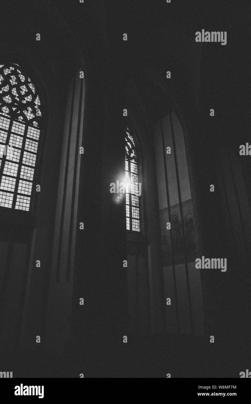 Black and white, monochrome image of cathedral - beautiful details ...