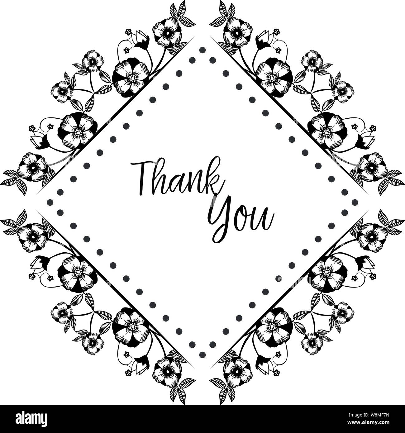 Greeting cards thank you, unique shapes of various frames, with cute ...