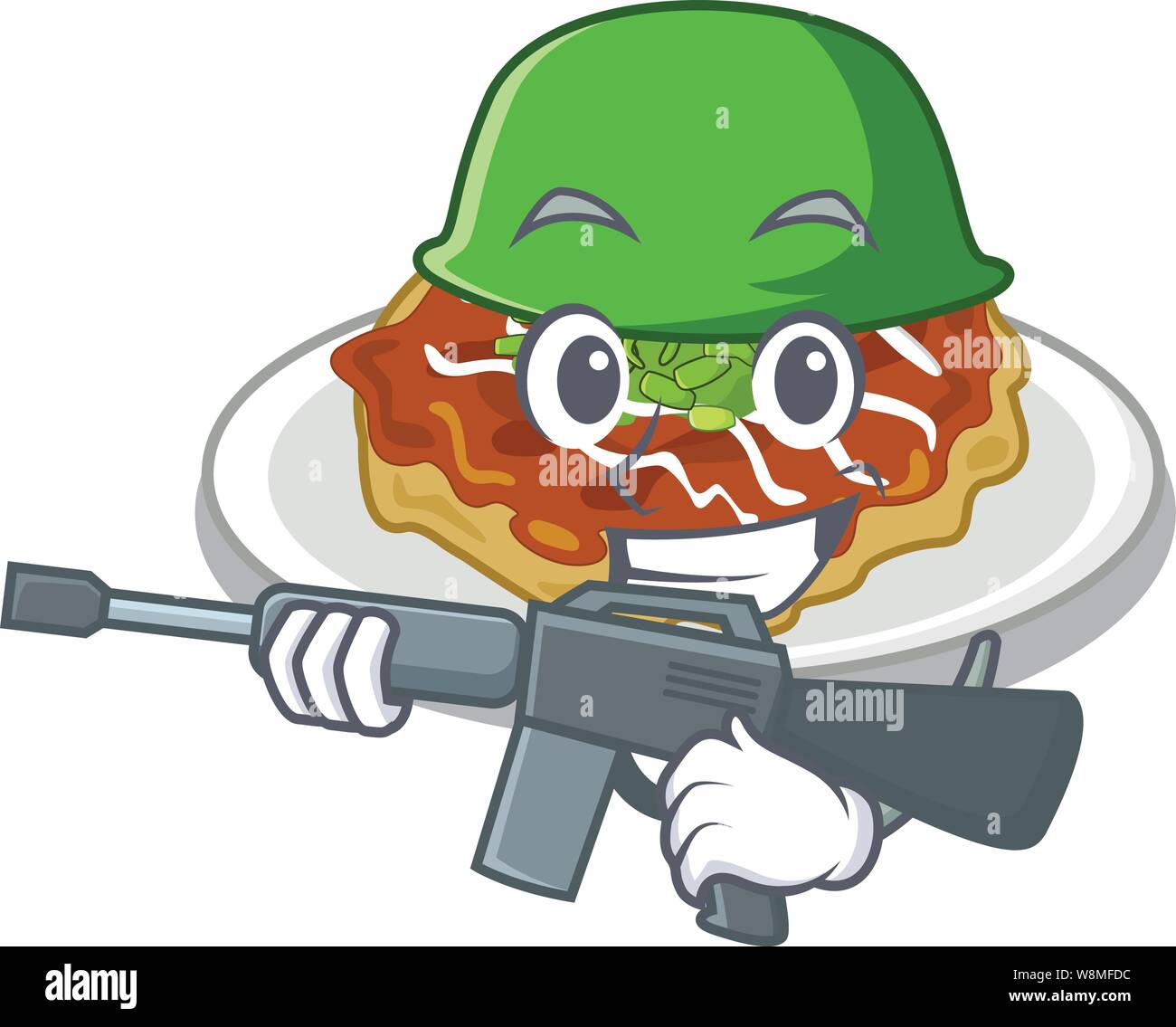 Army okonomiyaki is cooked in cartoon pan Stock Vector Image & Art - Alamy