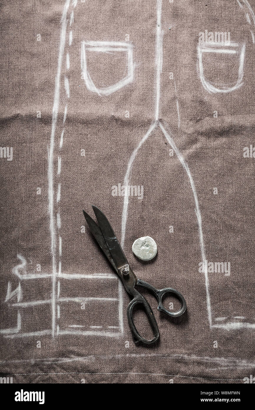 Tailors project of trousers in tailoring workshop Stock Photo - Alamy