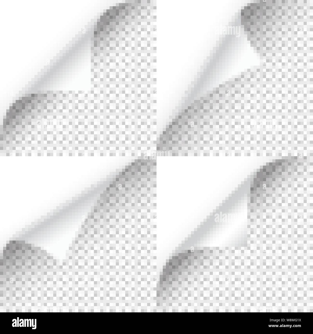 Curled page corner with shadow on transparent background collection ...