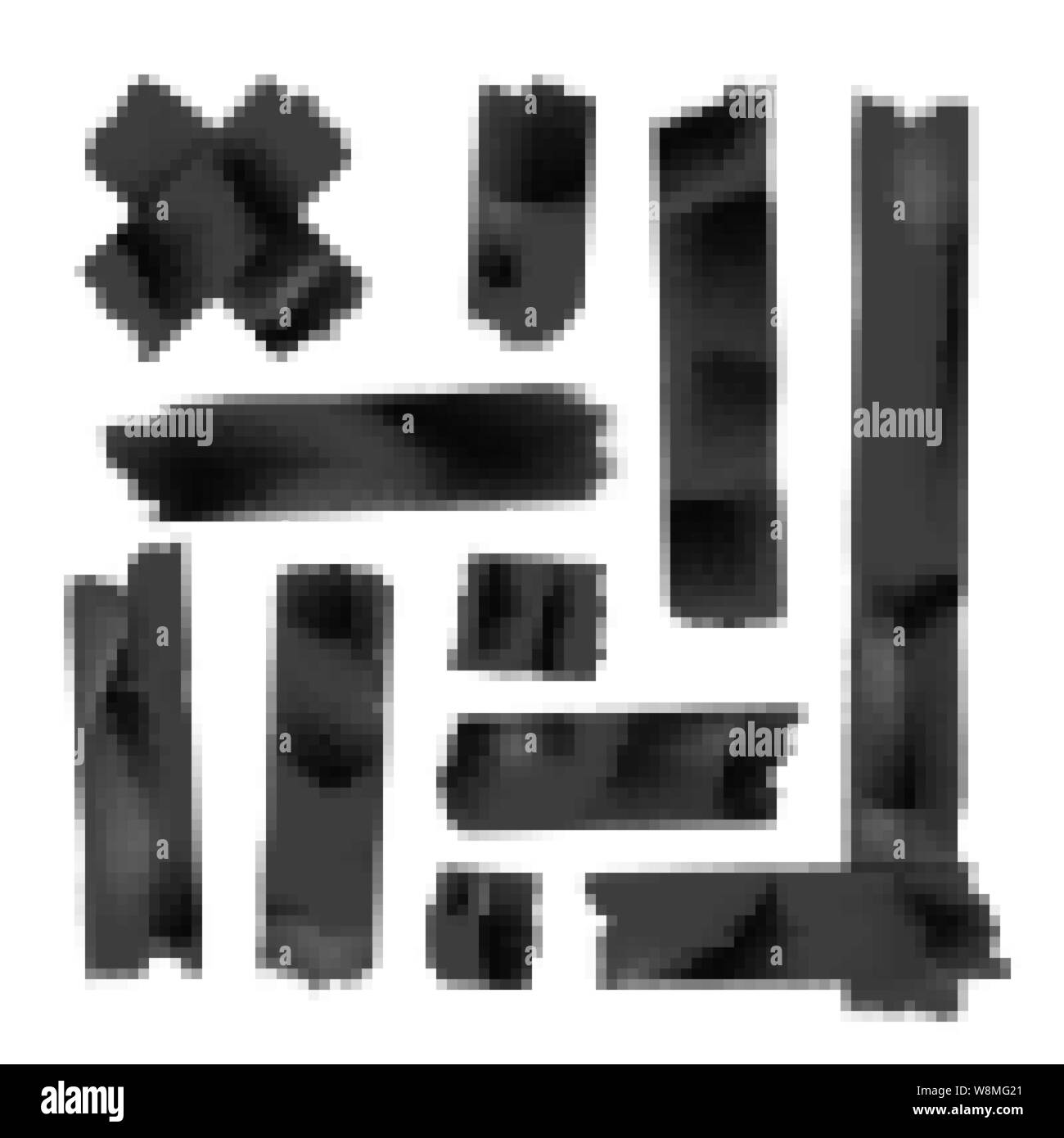 Adhesive tape set. Sticky paper strip isolated on white background ...