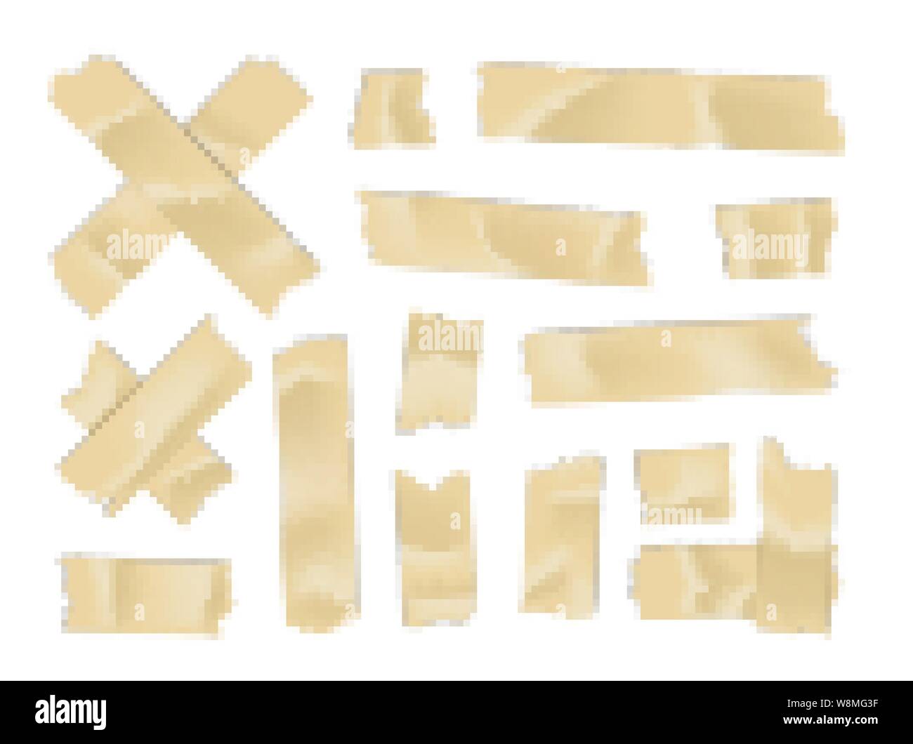 Adhesive tape set. Sticky paper strip isolated on white background ...