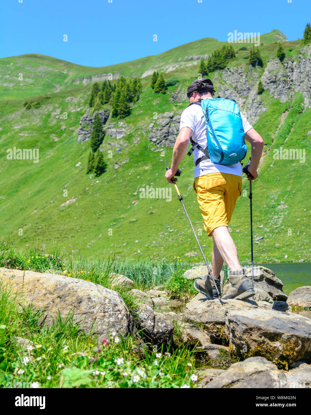 Man hiking in alpine region in austrian alps Stock Photo - Alamy