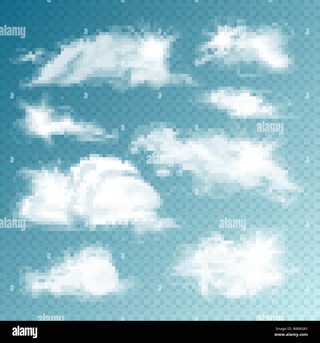 Realistic Clouds With Sun Collection. Isolated Cloud on Transparent ...