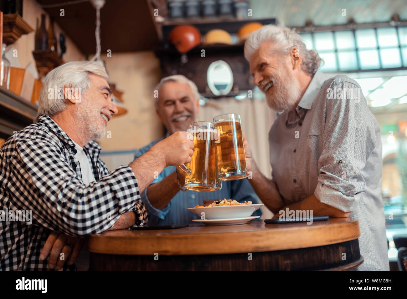 Best friends feeling cheerful while drinking beer Stock Photo - Alamy