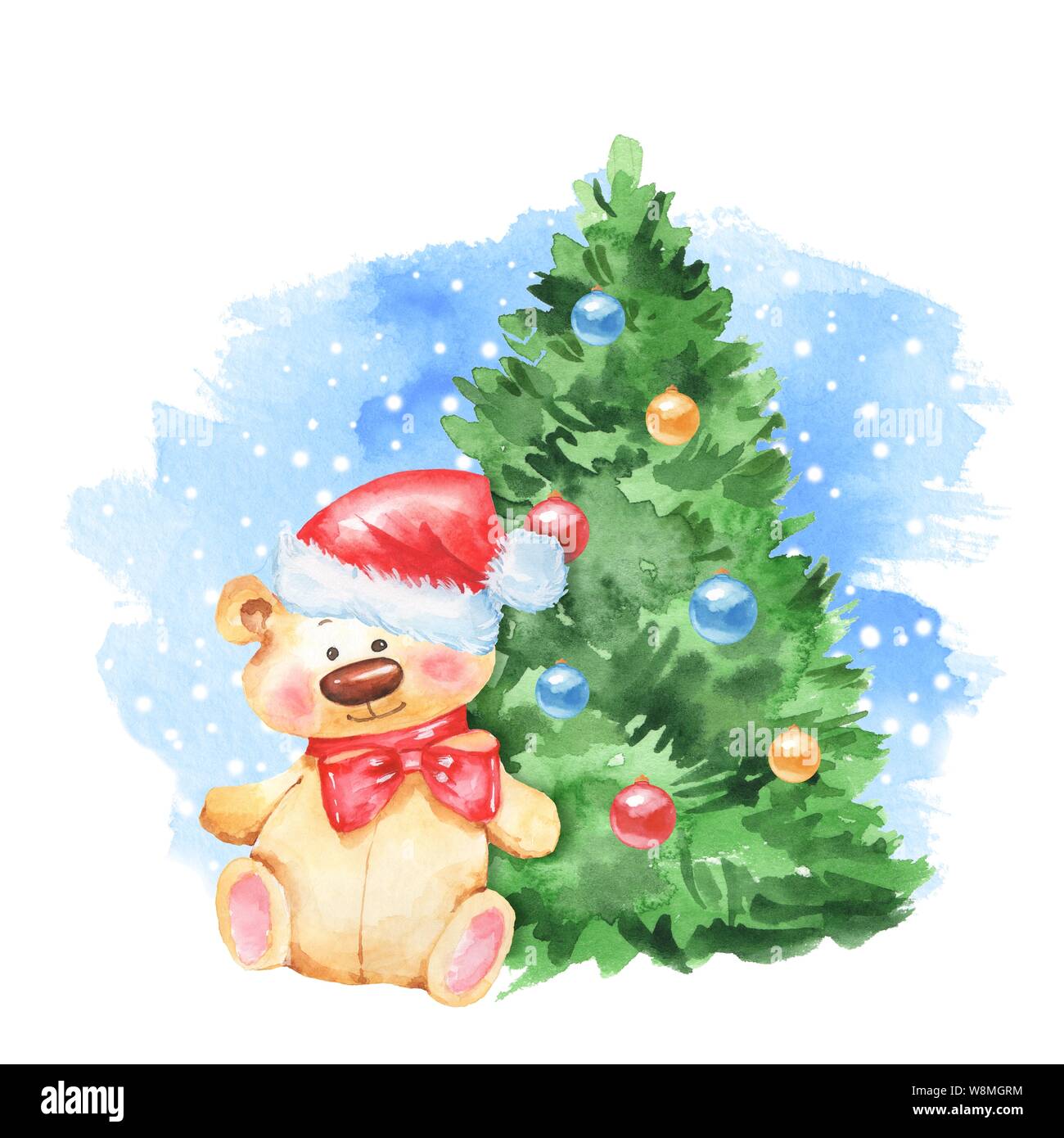 Christmas tree and Teddy Bear Stock Photo - Alamy