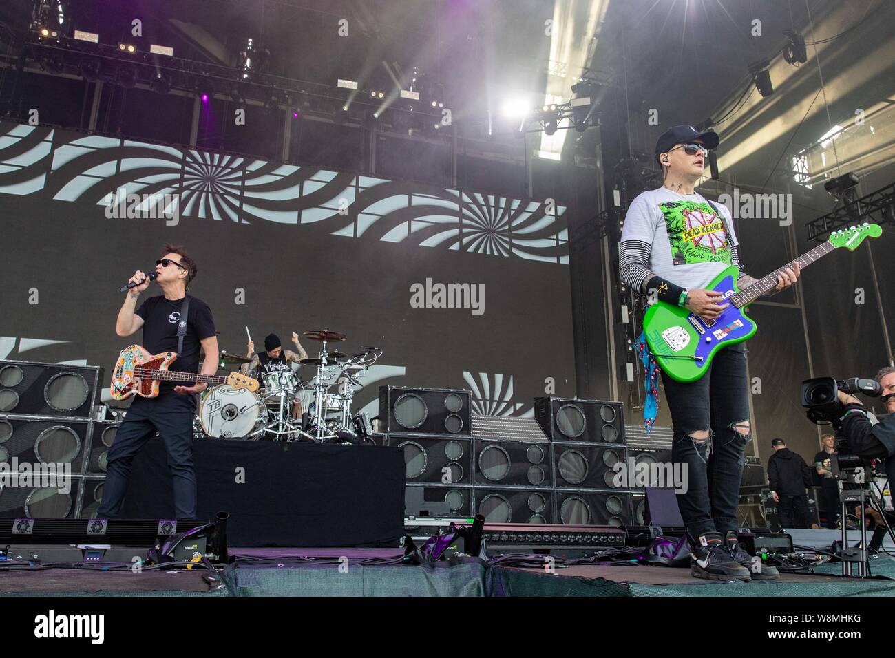 August 9, 2019, San Francisco, California, U.S: MARK HOPPUS, TRAVIS BARKER and MATT SKIBA of ...