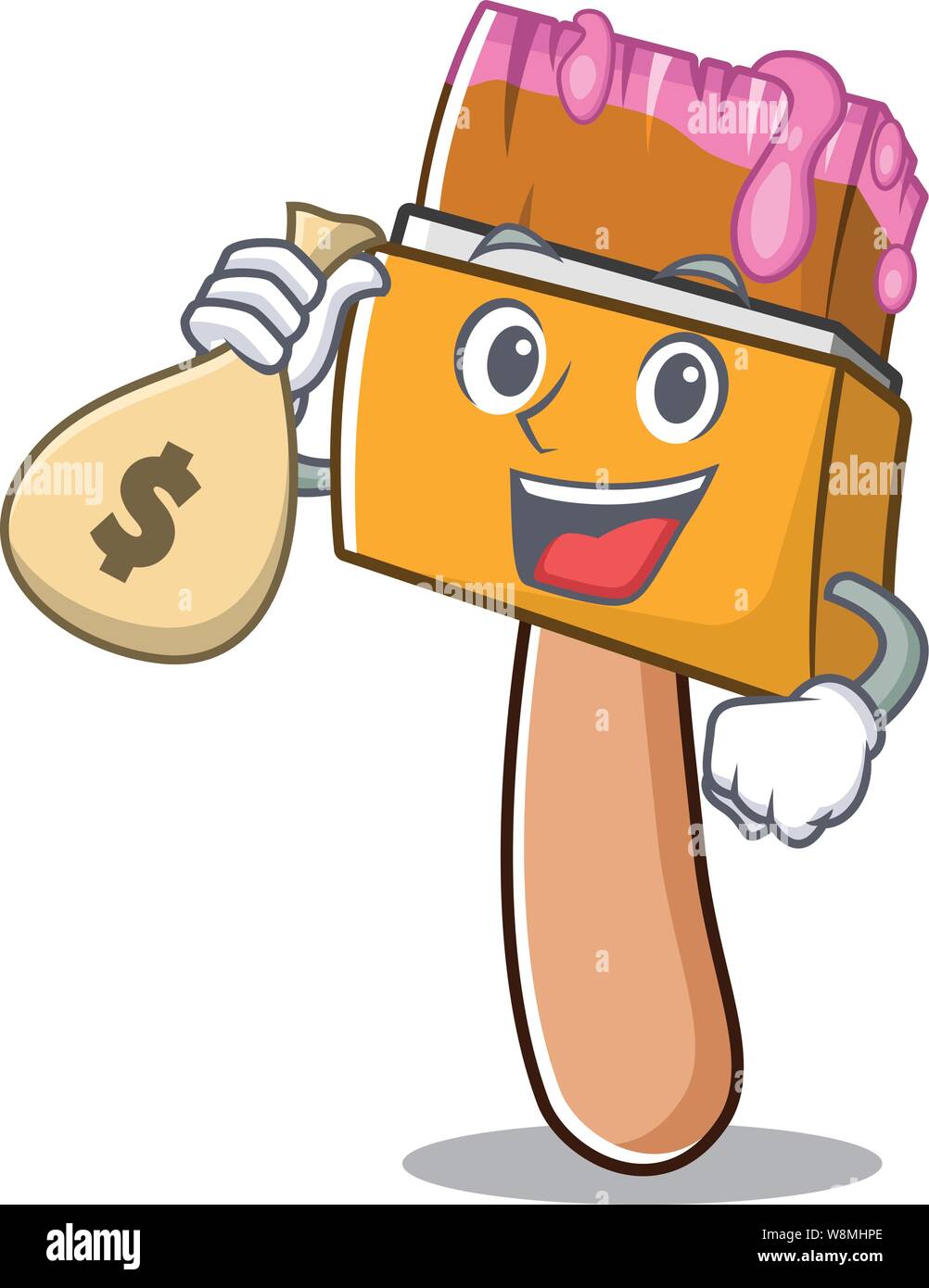 With money bag paint brush in place mascot toolbox Stock Vector Image ...