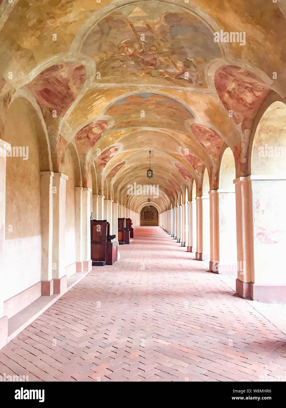 Cloister arcade by the baroque church in Swieta Lipka / Poland Stock ...