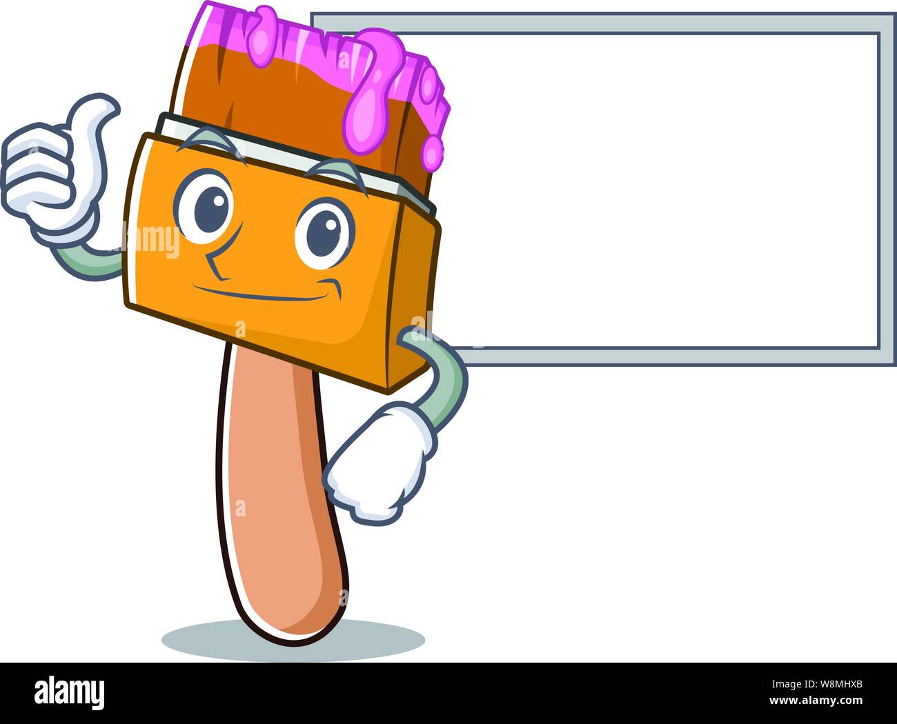 Thumbs up with board paint brush in place mascot toolbox Stock Vector ...