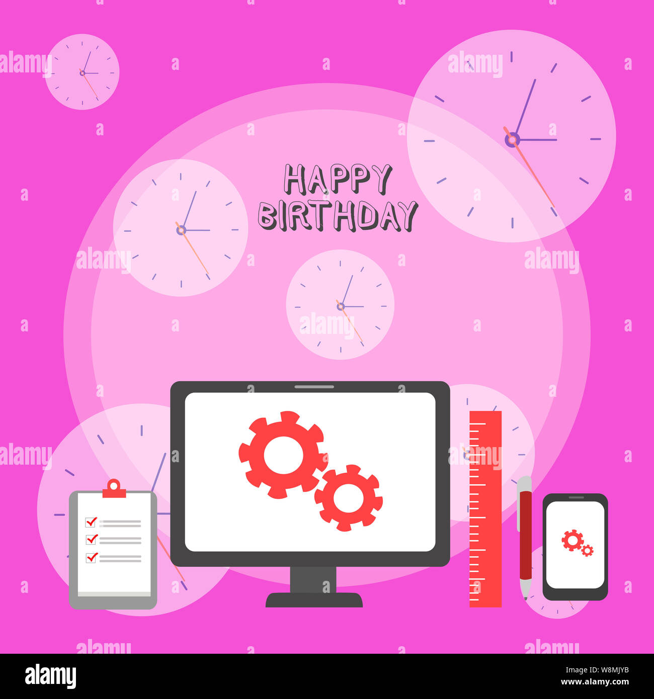 Writing note showing Happy Birthday. Business concept for The birth ...