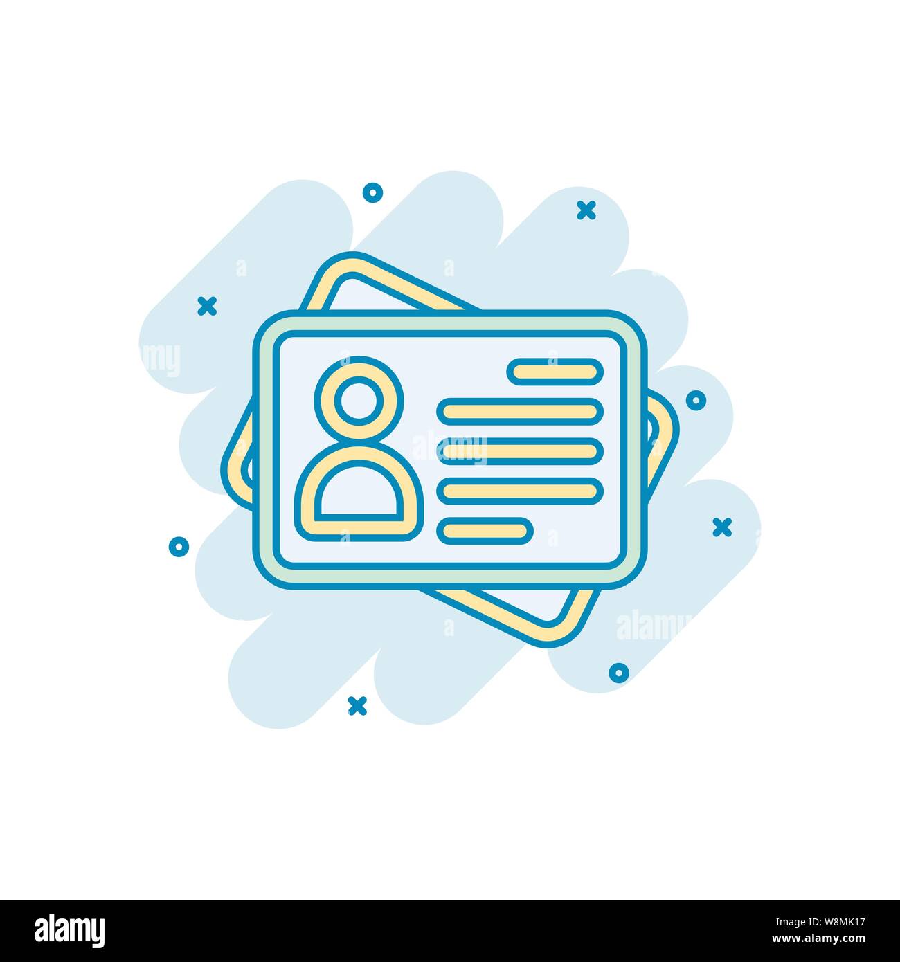 Id card icon in comic style. Identity tag vector cartoon illustration ...