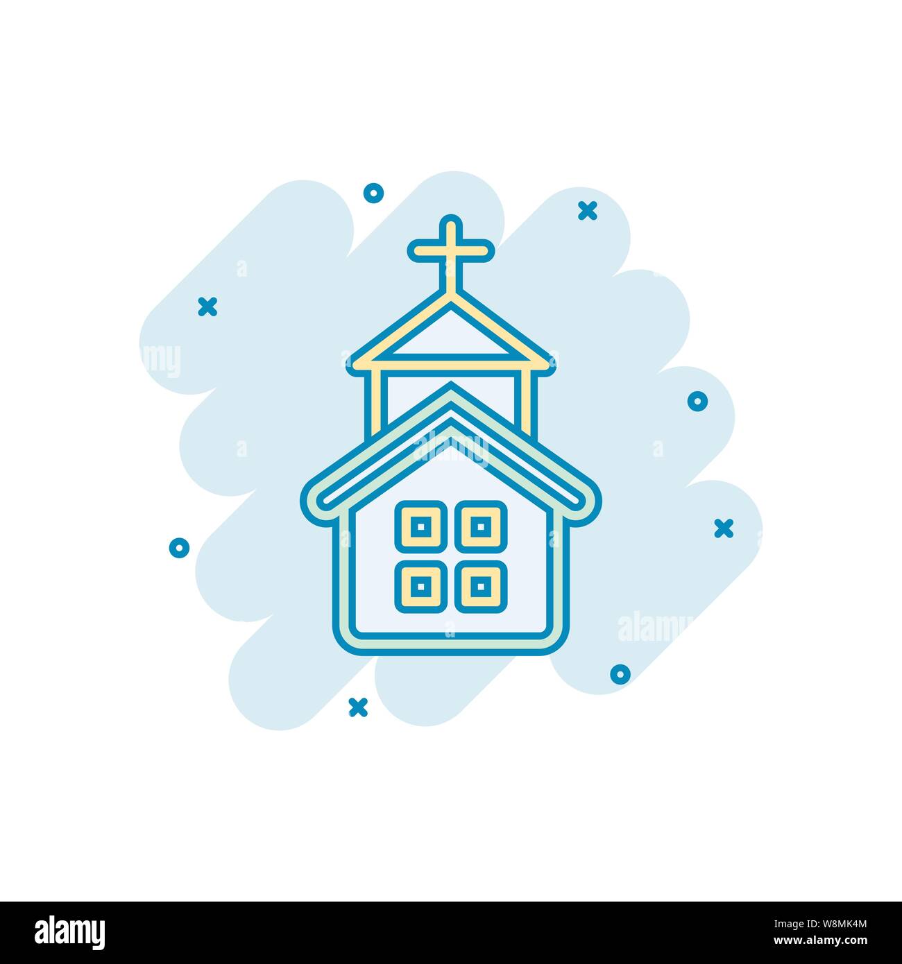 Church icon in comic style. Chapel vector cartoon illustration on white ...