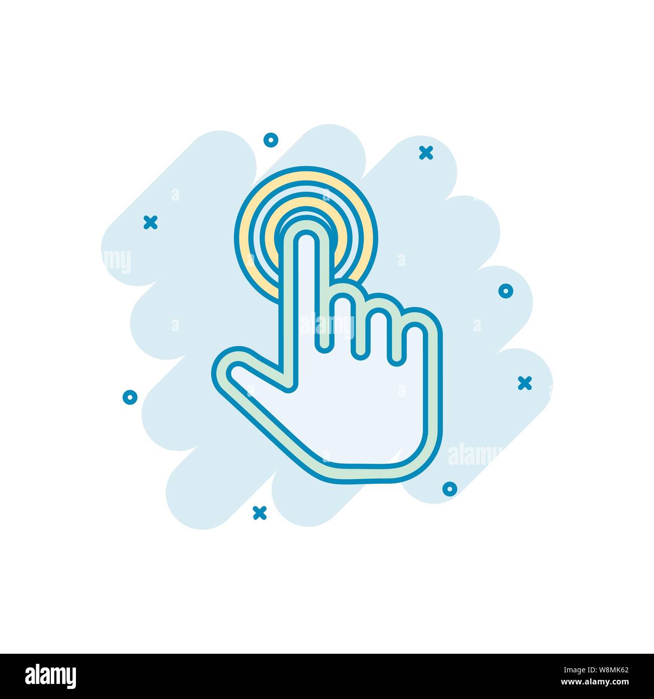 Click mouse icon in comic style. Pointer vector cartoon illustration on ...