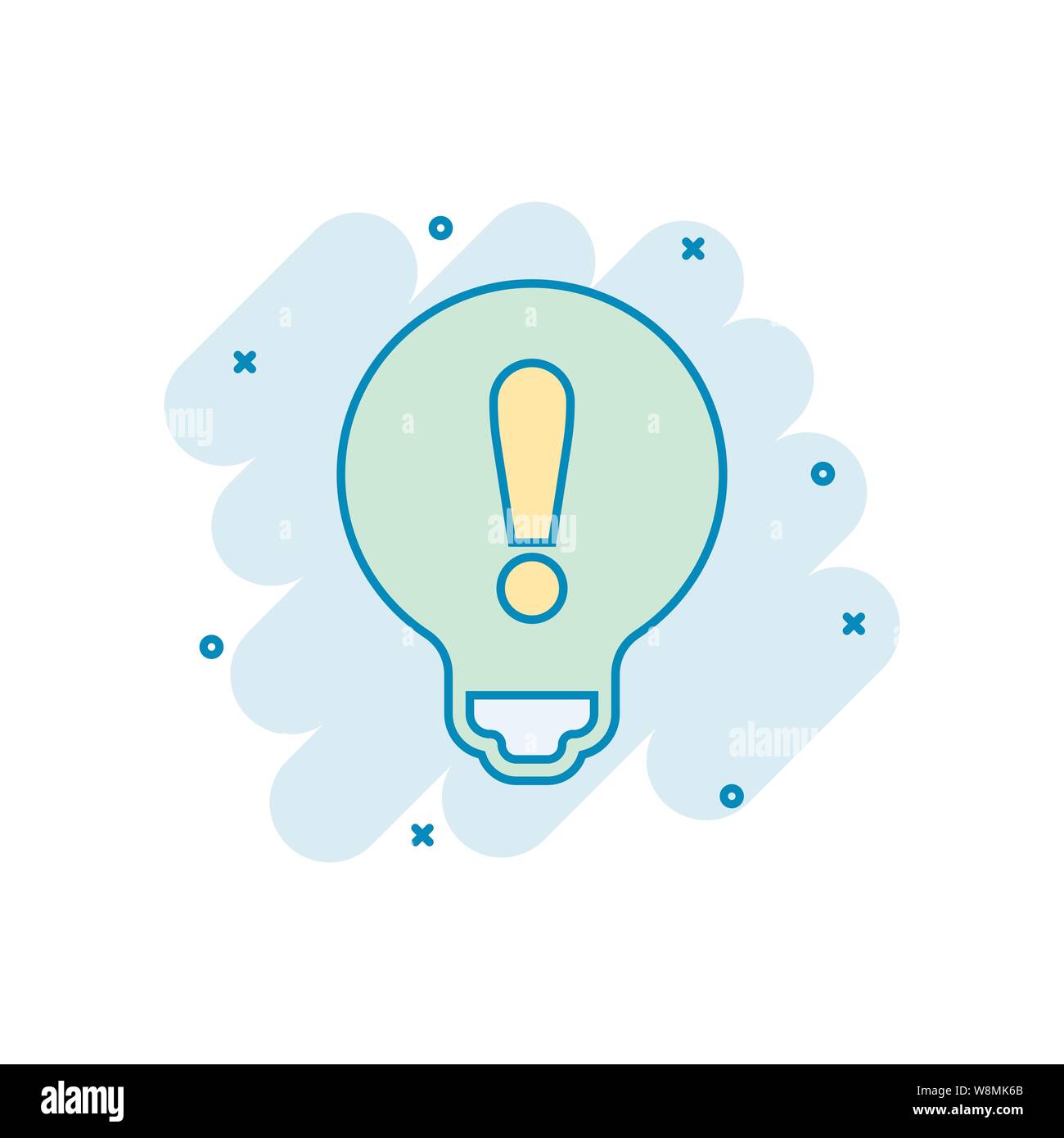 Problem solution icon in comic style. Light bulb idea vector cartoon ...