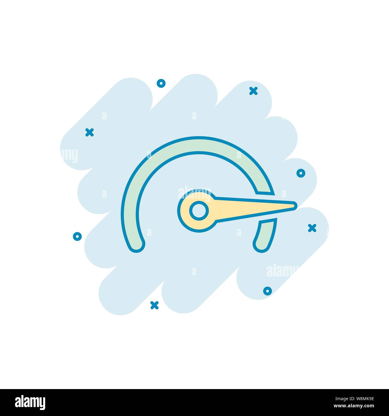 Speedometer level sign icon in comic style. Accelerate vector cartoon ...