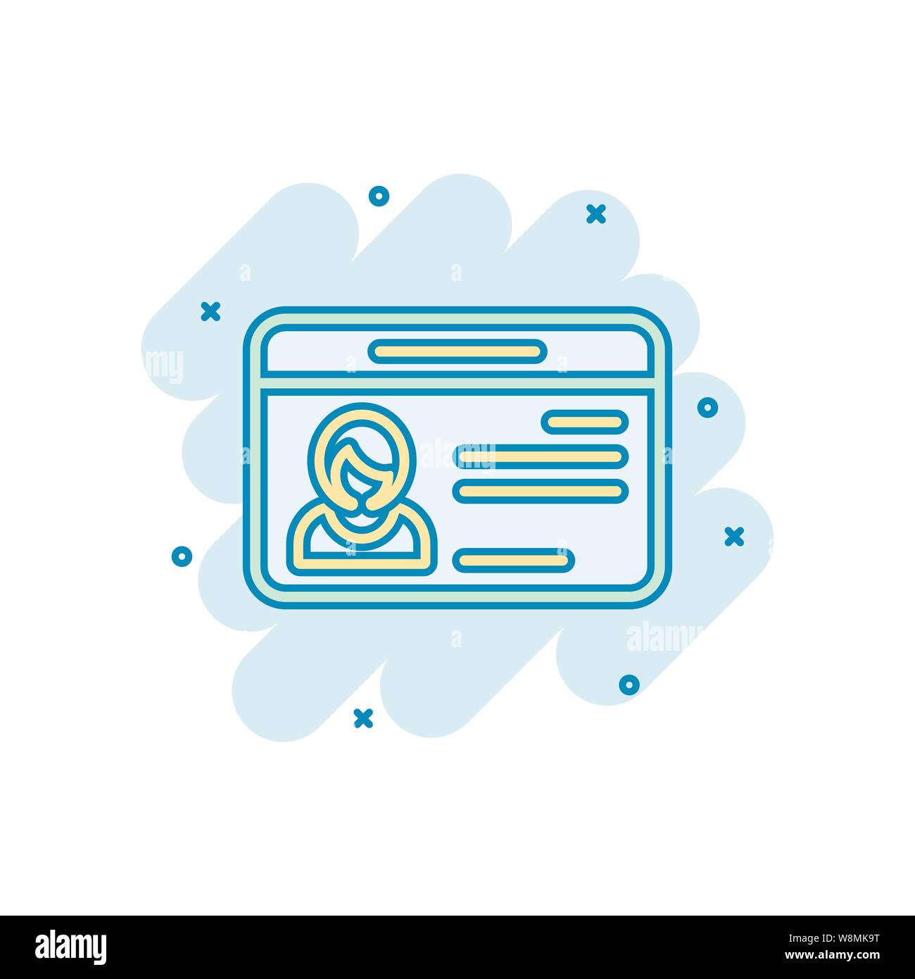 Id card icon in comic style. Identity tag vector cartoon illustration ...