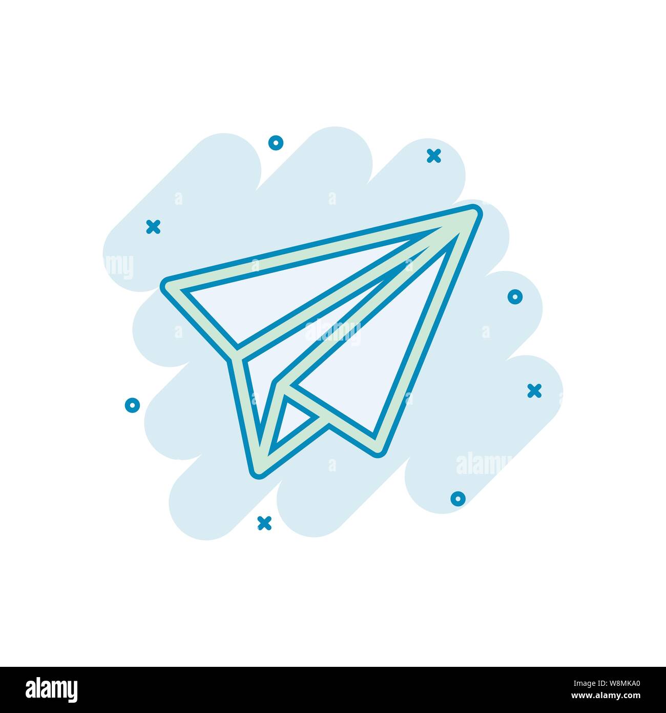 Paper airplane icon in comic style. Plane vector cartoon illustration ...