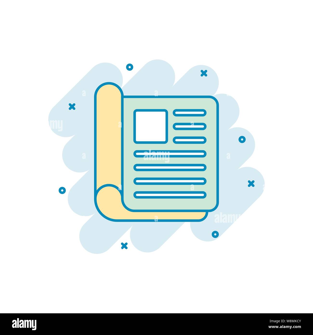 Magazine page icon in comic style. News vector cartoon illustration on ...