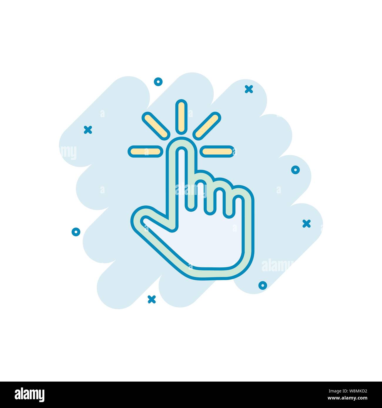 Click mouse icon in comic style. Pointer vector cartoon illustration on ...