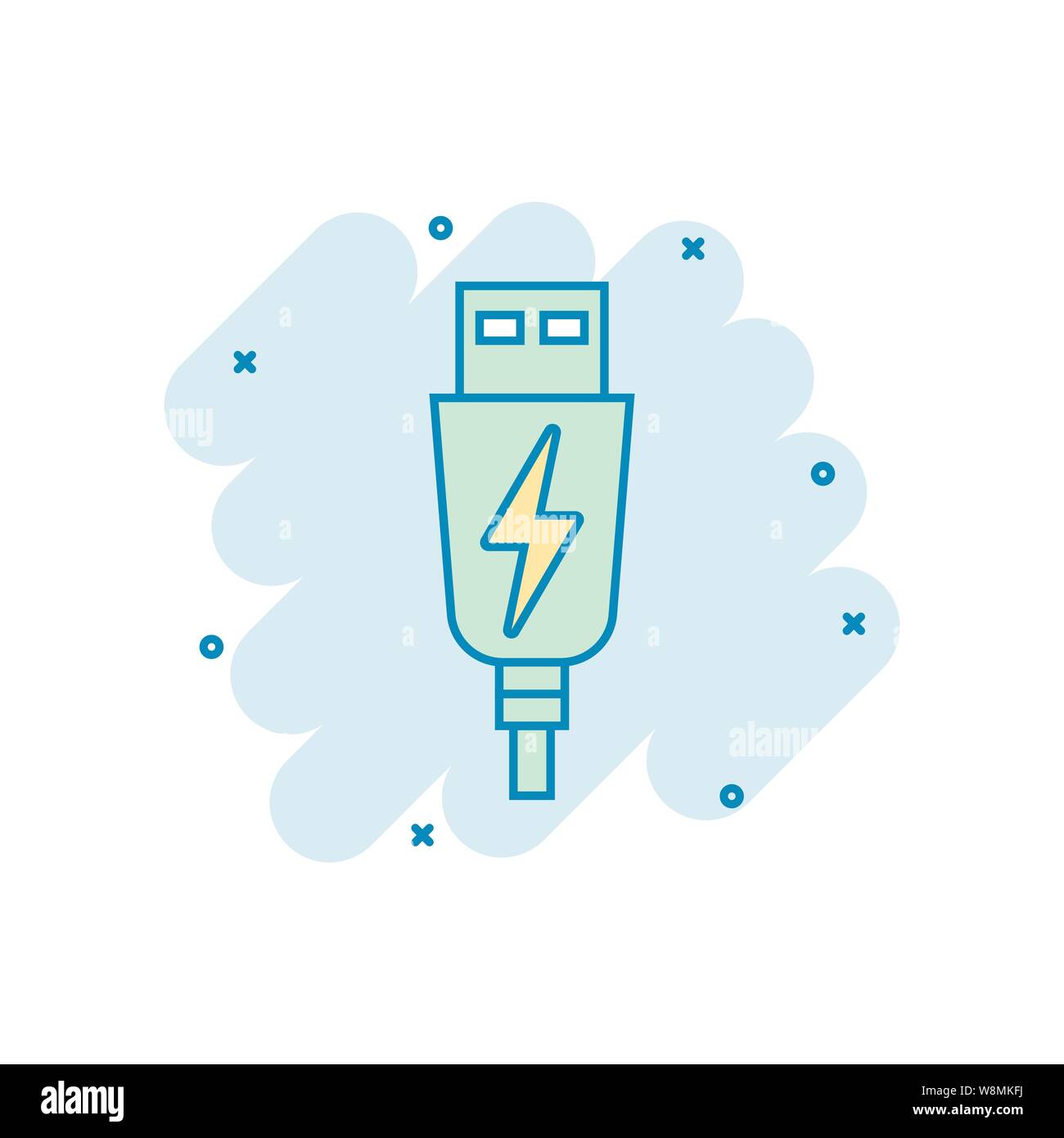 Usb cable icon in comic style. Electric charger vector cartoon ...