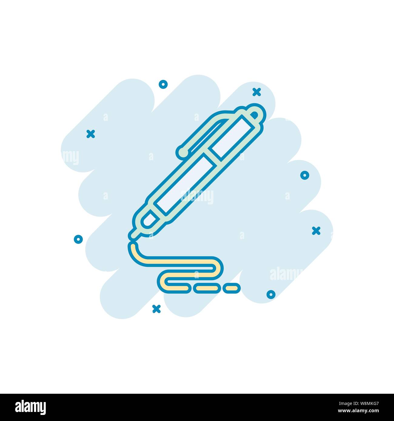 Pen icon in comic style. Ballpoint vector cartoon illustration on white ...