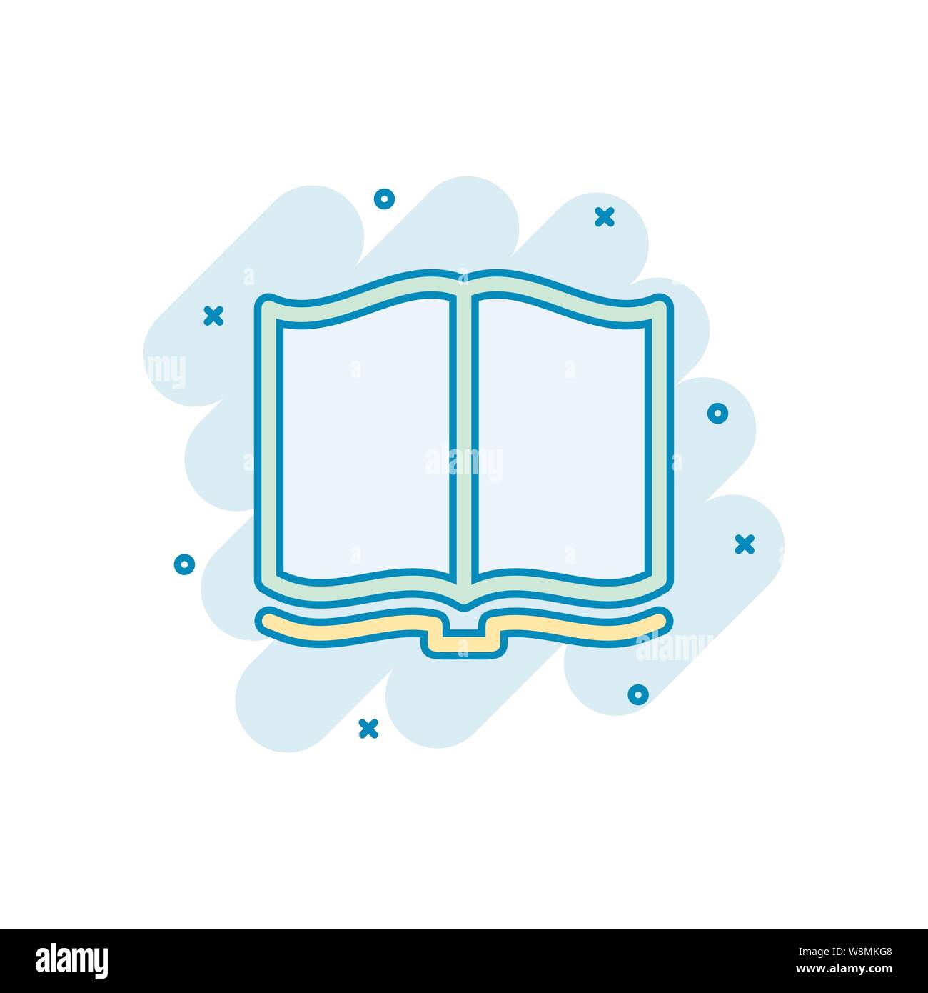Open book icon in comic style. Literature vector cartoon illustration ...