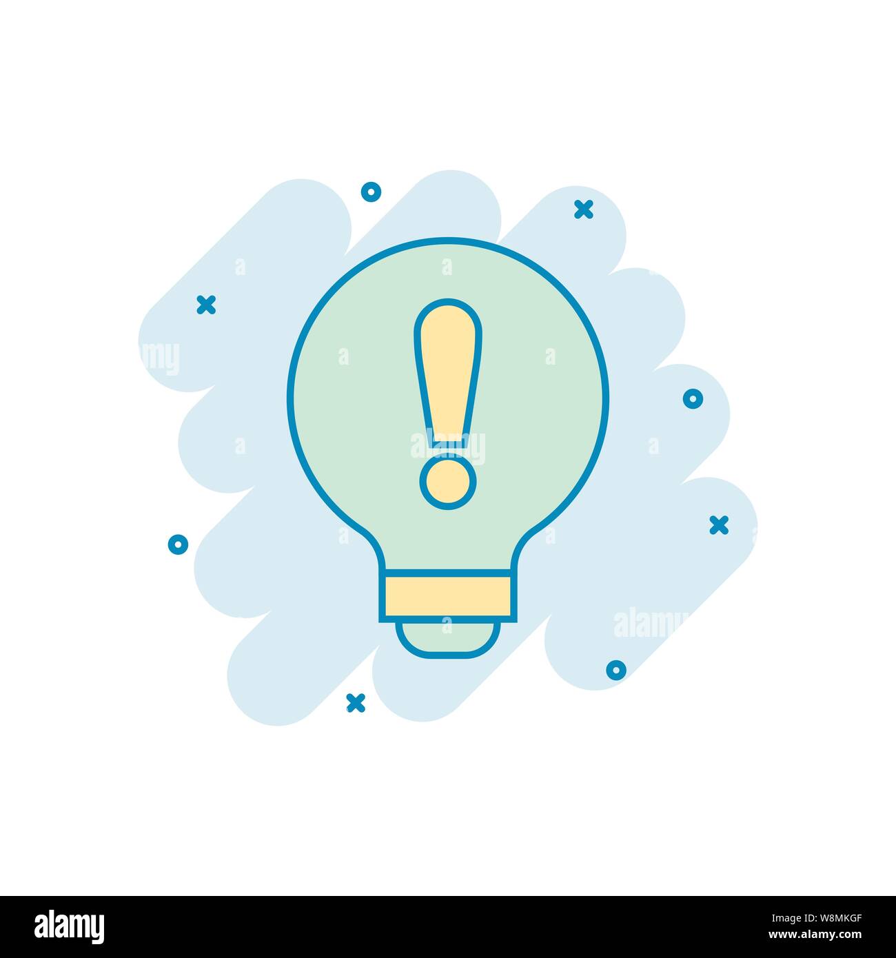 Problem solution icon in comic style. Light bulb idea vector cartoon ...